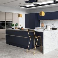 China E1 Particleboard Home Modular Ready Made Cabinet Design with Quartz Stone Countertop for sale