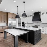 China Kitchen Units Melamine Board Carcase Material Complete Prefab Fitted Modern Designs for sale