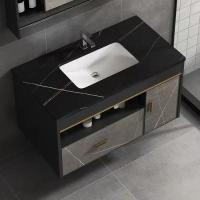 China Modern Style Germany Black Wooden Bathroom Cabinets and Vanities with Light Wash Basin for sale