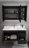 China Modern Style Germany Black Wooden Bathroom Cabinets and Vanities with Light Wash Basin for sale