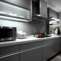 China E1 Particleboard High Gloss Lacquer Kitchen Cabinet with Glass Doors Modern Design for sale