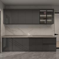 China E1 Particleboard High Gloss Lacquer Kitchen Cabinet with Glass Doors Modern Design for sale
