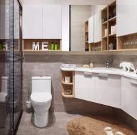 China Modern Nordic Corner Vanity Bathroom Cabinets with LED Light Mirror and Vanity Combo for sale