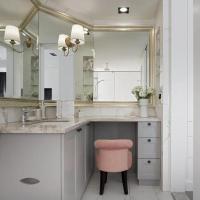 China Modern Nordic Corner Vanity Bathroom Cabinets with LED Light Mirror and Vanity Combo for sale