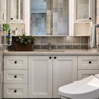 China Customized Designs 42 Inch White Shaker Bathroom Vanity LED Mirror and Cabinet Combo for sale