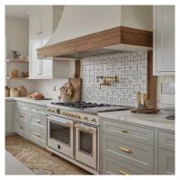 China Modern Two Tone Lacquered Finish Solid Wood Kitchen Cabinets for Apartments Custom Made for sale