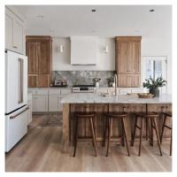 China Modern Two Tone Lacquered Finish Solid Wood Kitchen Cabinets for Apartments Custom Made for sale