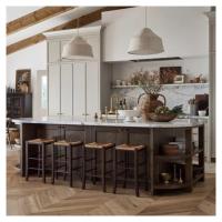 China Modern Two Tone Lacquered Finish Solid Wood Kitchen Cabinets for Apartments Custom Made for sale