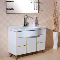 China Modern Design Customized Round Bath Vanity Wooden Panel Bathroom Cabinet With Mirror for sale