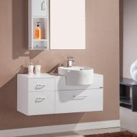 China Modern Design Customized Round Bath Vanity Wooden Panel Bathroom Cabinet With Mirror for sale