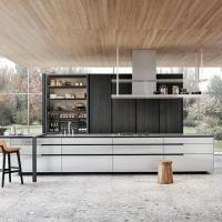 China E1 Particleboard Italian Kitchen Cabinet Set with Modern Design and Ebony Marble Tops for sale