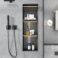 China Floating Makeup Mirror Metal Frame Vanity Bathroom Cabinet Set with Handle-Free Design for sale