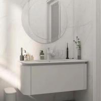 China Modern White Bathroom Vanity Combo with Mirror and Sink 38-46 Inch Cultured Marble for sale
