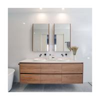 China Hotel Bathroom Wall Mounted Double Sink Vanity Cabinet with Mirror and Wash Basin for sale