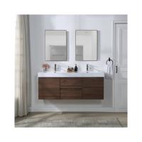 China Rectangle LED Mirror Sink Floating Bathroom Cabinet Set with Custom Size Vanity Combo for sale