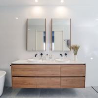 China Rectangle LED Mirror Sink Floating Bathroom Cabinet Set with Custom Size Vanity Combo for sale