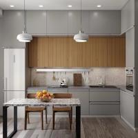 China Australia Design Modular Kitchen Cabinet with Eased Edge Countertop and Spitze Design for sale