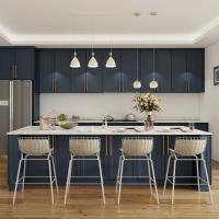 China Australia Design Modular Kitchen Cabinet with Eased Edge Countertop and Spitze Design for sale