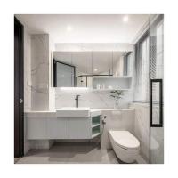 China Wooden Wall Mounted Bathroom Cabinet Slab Basin and LED Light Mirror 38-46 inch Width for sale