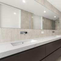 China Wooden Wall Mounted Bathroom Cabinet Slab Basin and LED Light Mirror 38-46 inch Width for sale