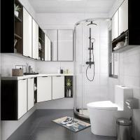 China Wooden Wall Mounted Bathroom Cabinet Slab Basin and LED Light Mirror 38-46 inch Width for sale