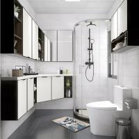 China Apartment Bathroom Cabinet Set Nordic Modern Black Wooden Mirrored Wall Mounted Furniture for sale