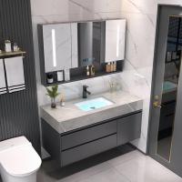 China End Luxury Modern Design 28 72 inch Fluted PVC Membrane Narrow Floating Bathroom Vanities Cabinet Set for sale