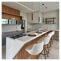 China Artificial Quartz Countertop Modern Style Solid Wood Kitchen Cabinets for Apartments for sale