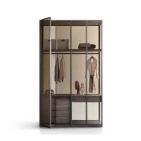 China OEM ODM Acceptable Solid Wood Wardrobe with Metallic Colors Aluminum Framed Glass Doors for sale