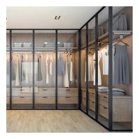 China OEM ODM Acceptable Solid Wood Wardrobe with Metallic Colors Aluminum Framed Glass Doors for sale