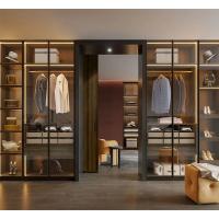 China OEM ODM Acceptable Solid Wood Wardrobe with Metallic Colors Aluminum Framed Glass Doors for sale