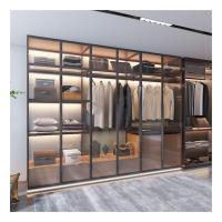 China OEM ODM Acceptable Solid Wood Wardrobe with Metallic Colors Aluminum Framed Glass Doors for sale