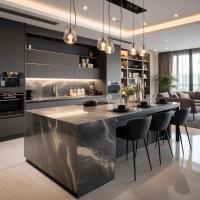 China European Style American High End Marble Sintered Stone Glass Lacquer Kitchen Cabinet for sale