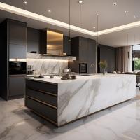 China European Style American High End Marble Sintered Stone Glass Lacquer Kitchen Cabinet for sale