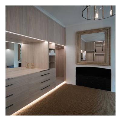 China Wood Grain Color Walk-In Armoire for Customer's Drawings and Multi-Storage Needs for sale