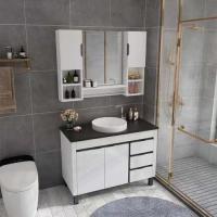 China 18 Inch Floor Mounted Small Bathroom Vanity with Silver Mirror and Customized Color for sale