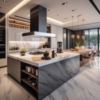 China European Style American High End Marble Sintered Stone Glass Lacquer Kitchen Cabinet for sale