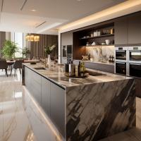 China Modular Kitchen Cabinets Matte Grey Custom Design Kitchen Furniture with HDF Door Material for sale