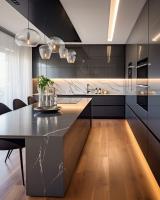 China Modular Kitchen Cabinets Matte Grey Custom Design Kitchen Furniture with HDF Door Material for sale