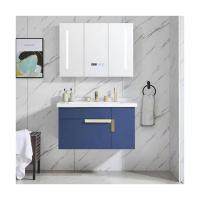 China Width 38-46 in Modern Style Navy Blue Bathroom Vanity Cabinet with Mirror Wall Mount for sale