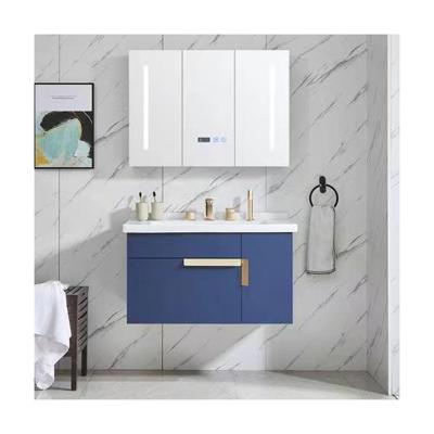 China Width 38-46 in Modern Style Navy Blue Bathroom Vanity Cabinet with Mirror Wall Mount for sale