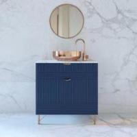 China Width 38-46 in Modern Style Navy Blue Bathroom Vanity Cabinet with Mirror Wall Mount for sale