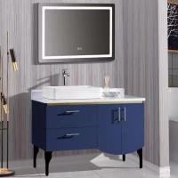 China Width 38-46 in Modern Style Navy Blue Bathroom Vanity Cabinet with Mirror Wall Mount for sale