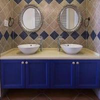 China Width 38-46 in Modern Style Navy Blue Bathroom Vanity Cabinet with Mirror Wall Mount for sale