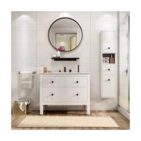 China Slim Bathroom Storage Floor Cabinet with Handle-Free Design and Countertop Included for sale
