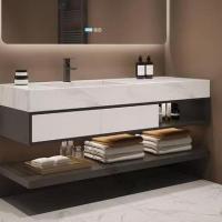 China Slim Bathroom Storage Floor Cabinet with Handle-Free Design and Countertop Included for sale