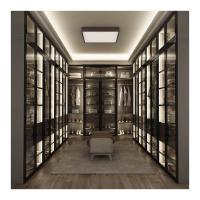China Adjustable MR HDF Board 2024 Luxury Glass Wardrobe Aluminum Wood Door Furniture Custom Designs Closet Wardrobe for sale