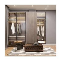 China Adjustable MR HDF Board 2024 Luxury Glass Wardrobe Aluminum Wood Door Furniture Custom Designs Closet Wardrobe for sale