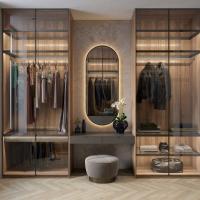 China Adjustable MR HDF Board 2024 Luxury Glass Wardrobe Aluminum Wood Door Furniture Custom Designs Closet Wardrobe for sale