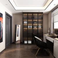 China Adjustable MR HDF Board 2024 Luxury Glass Wardrobe Aluminum Wood Door Furniture Custom Designs Closet Wardrobe for sale